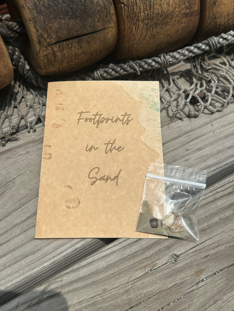 Footprints in the Sand Card on Parchment Paper with Shells | Loving ...