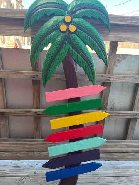 37” Palm Tree Directional sign | Loving Coastal Living