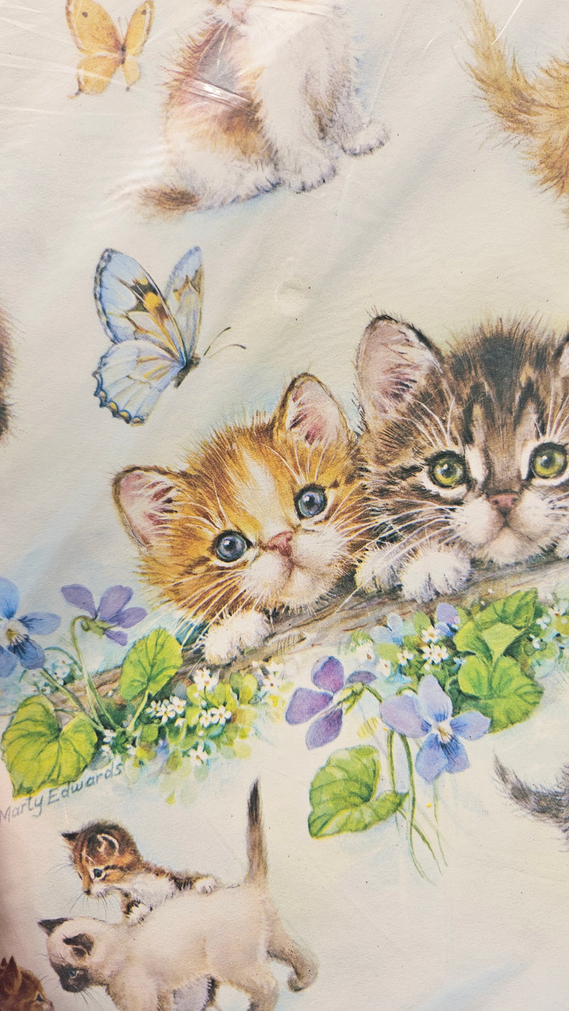 Vintage Red Farm Studio Gift Wrap - Sealed NOS - Kittens & Violets by ...