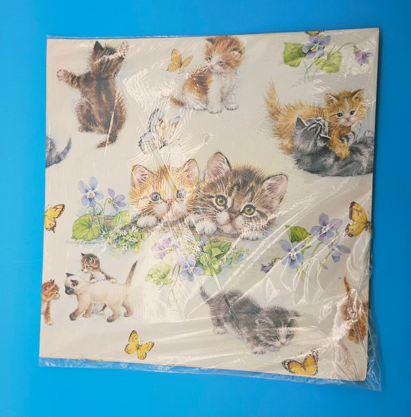Vintage Red Farm Studio Gift Wrap - Sealed NOS - Kittens & Violets by ...