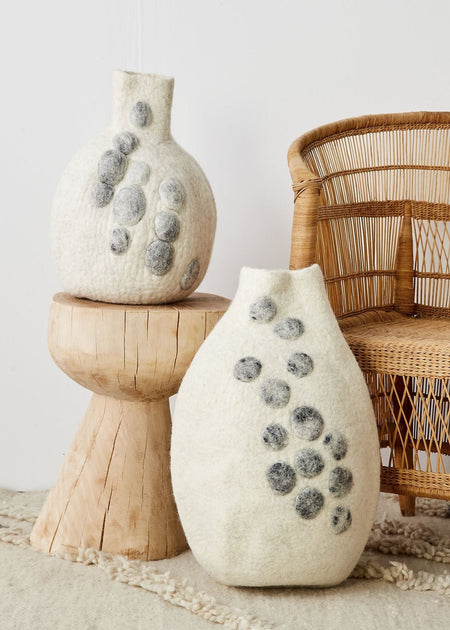 Pebble Hand-Felted Wool Gourd Basket | Loving Coastal Living