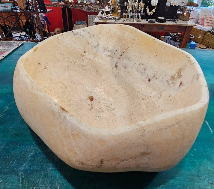 Massive Hand-Carved Onyx Bowl – Natural Stone Centerpiece – 20 ...