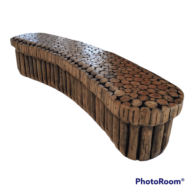 Crescent Moon Teak Wood Bench | Loving Coastal Living